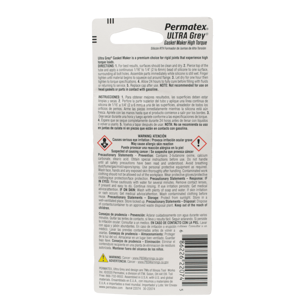 Permatex® Ultra Grey® RTV Silicone Gasket Maker, 0.5 OZ | Permatex®